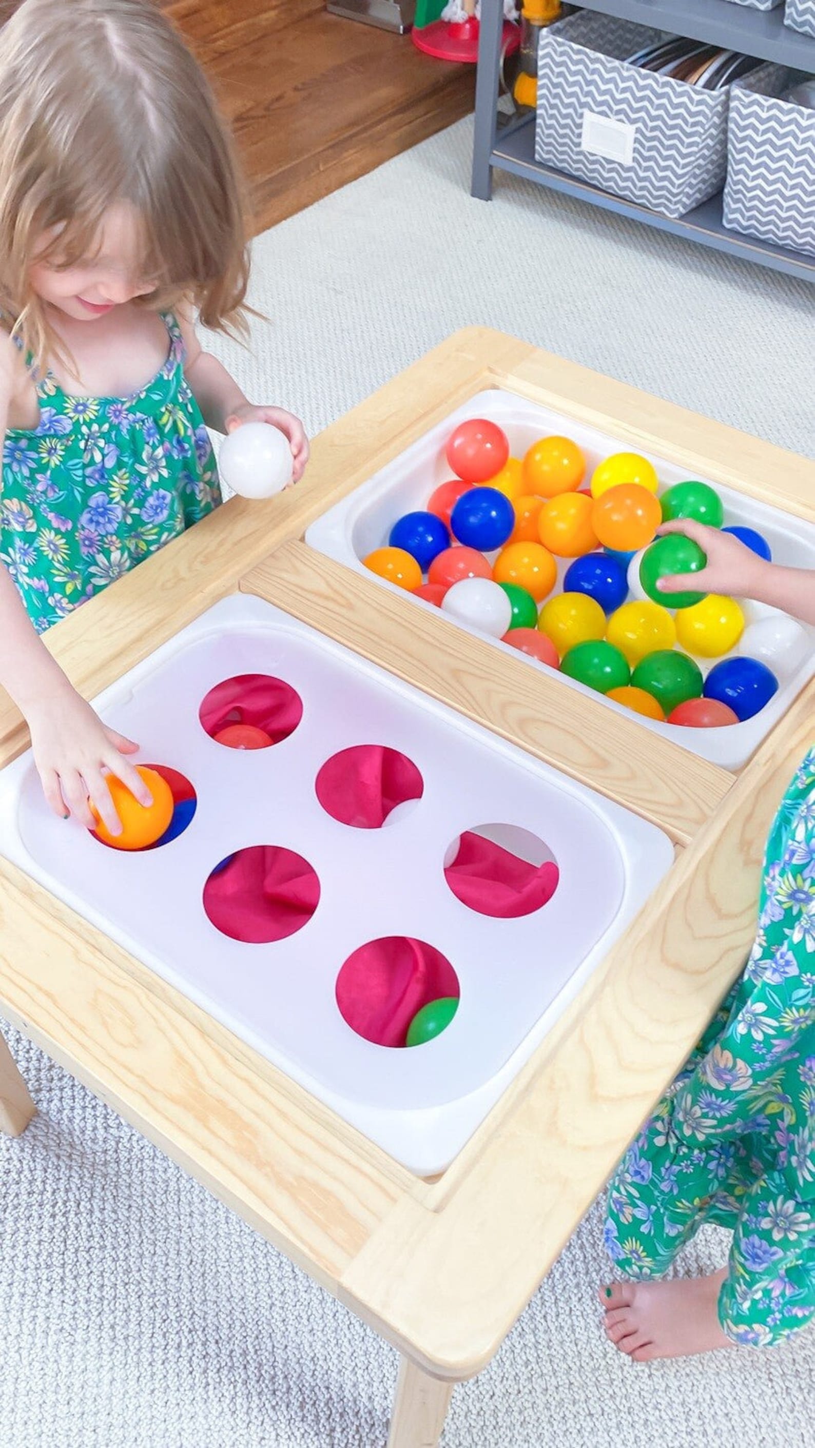 Acrylic Ball Pit Sort Large Trofast Bin of Flisat Table for Montessori ...
