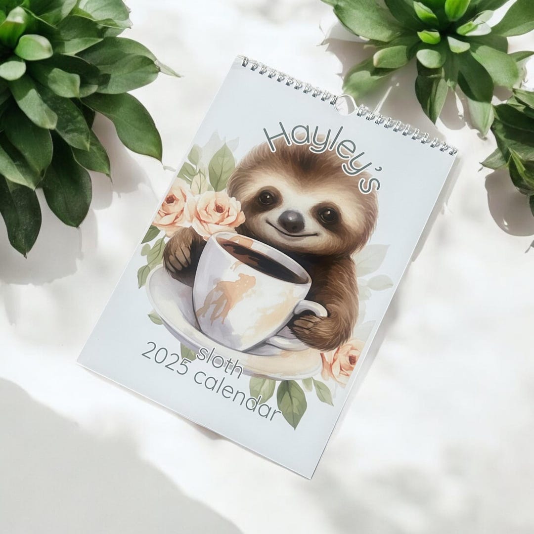 Personalized Sloth 2025 Wall Calendar - A4 Size - Etsy