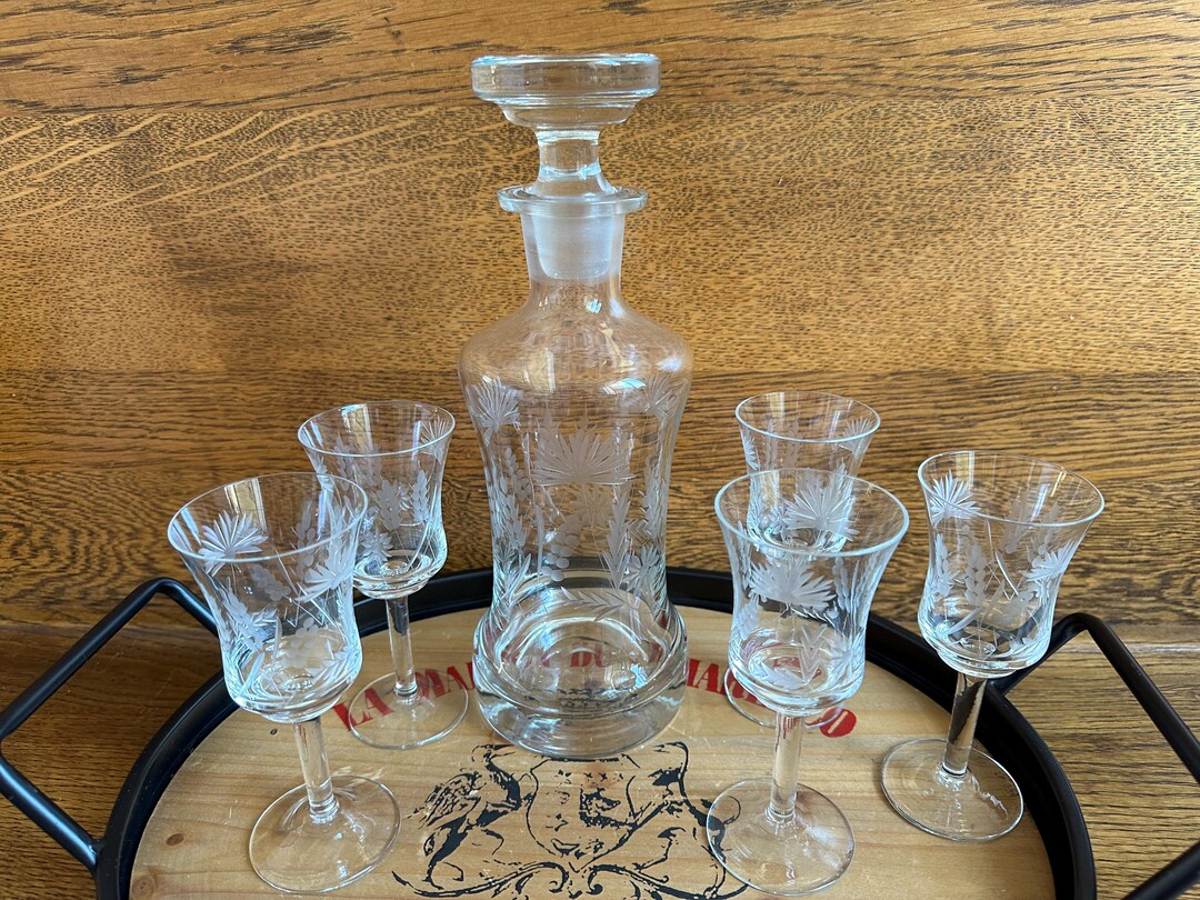Leonard Silver Crystal Decanter & Cordial Glasses Set/summerfield ...