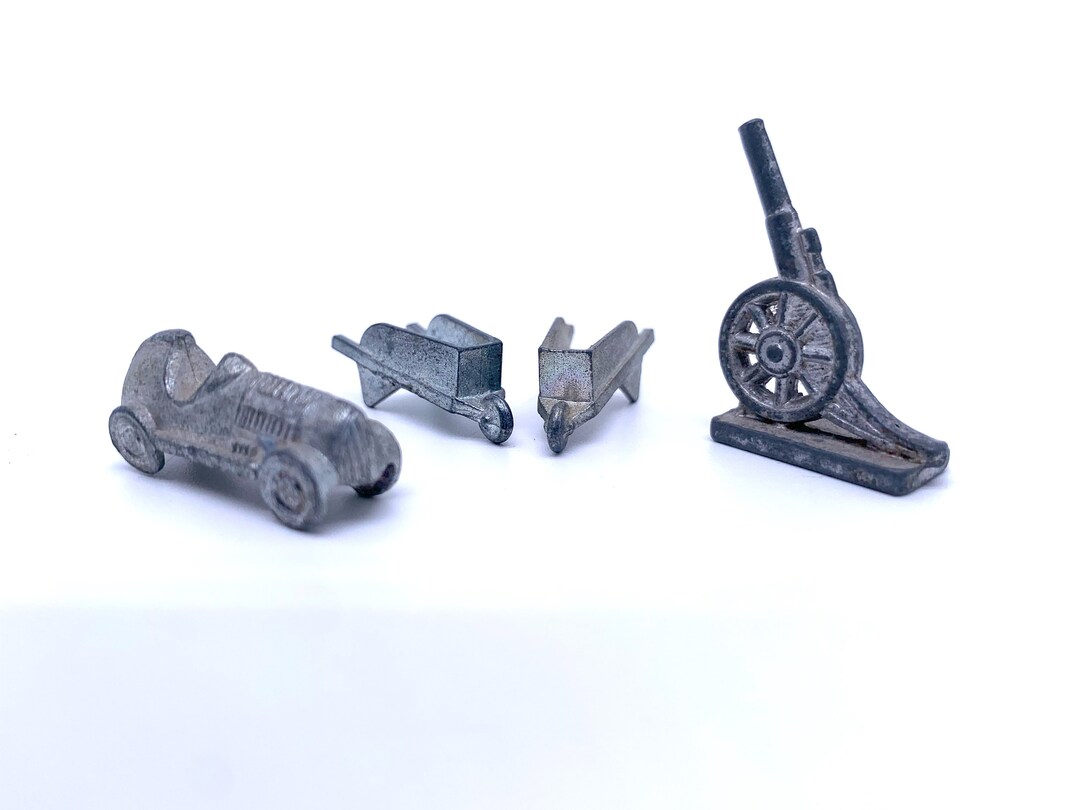 Vintage Set of 1960's Monopoly Pieces: Cannon, Race Car, 2 Wheel ...