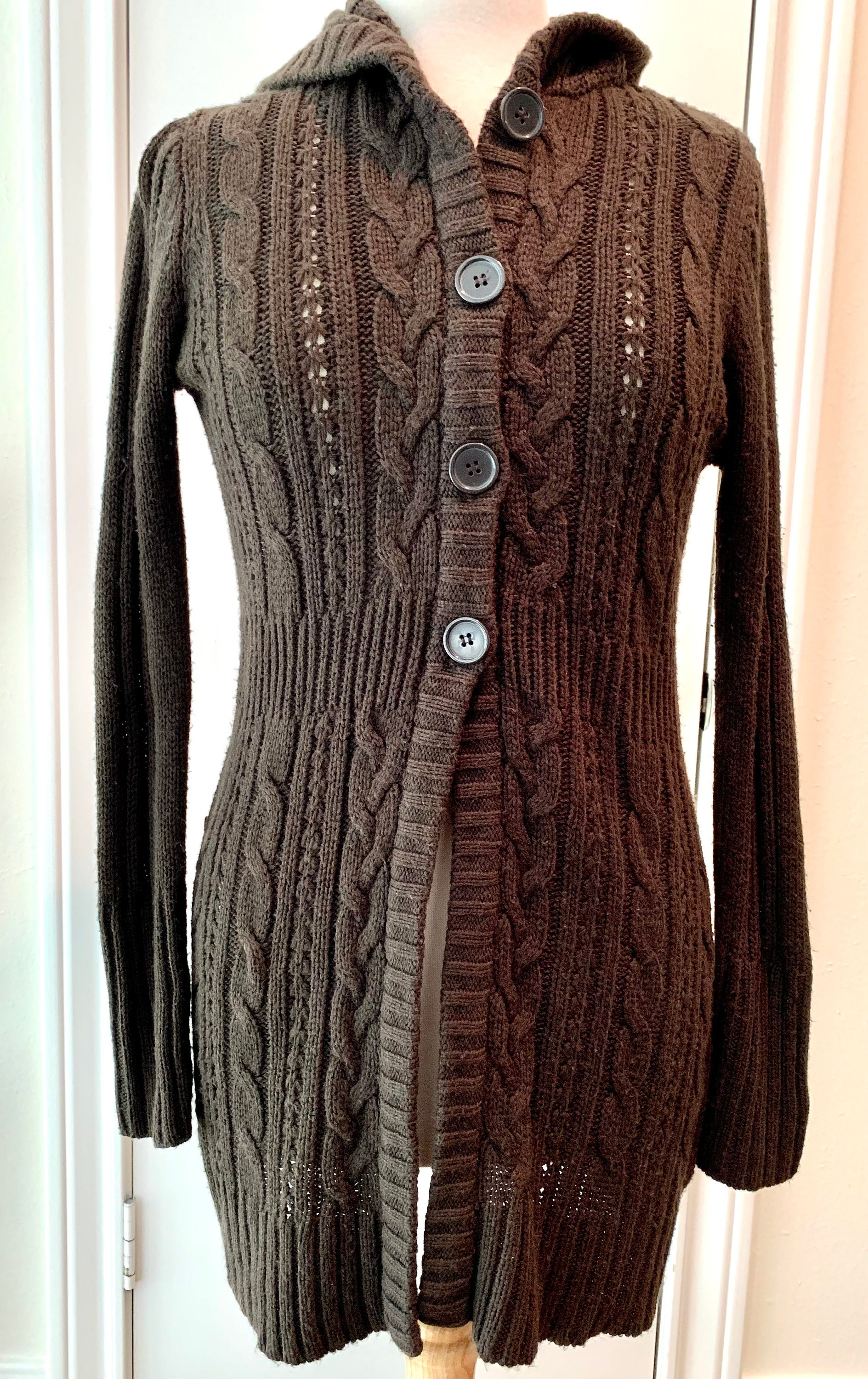 Vintage Hooked up by I.O.T Women's Sweater/vintage Brown Cable Knit ...