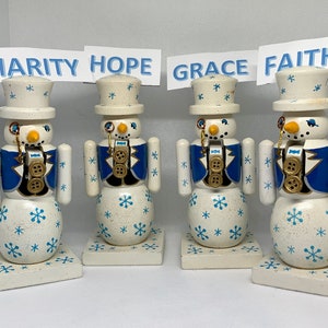 Set of 4: Snowmen Place Card Holders/ Dining Room Table Name Place ...