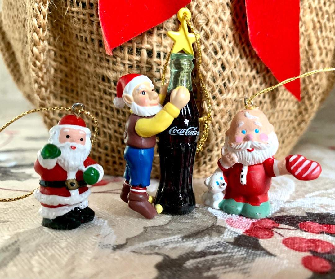Vintage Miniature Santa Claus Ornaments/shadow Box Mini Santas/waving ...