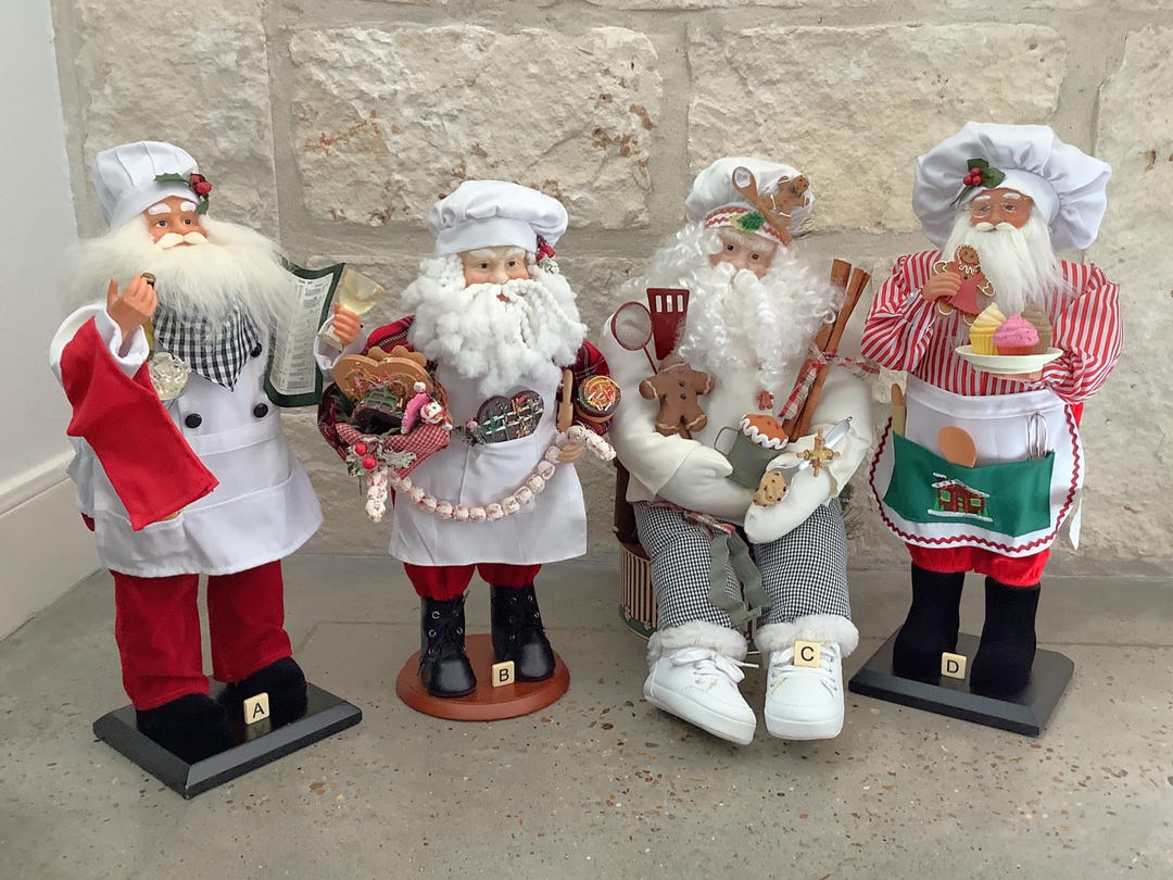 Large Santa Doll Statues/baker, Chef, Sommelier Santas With Christmas ...