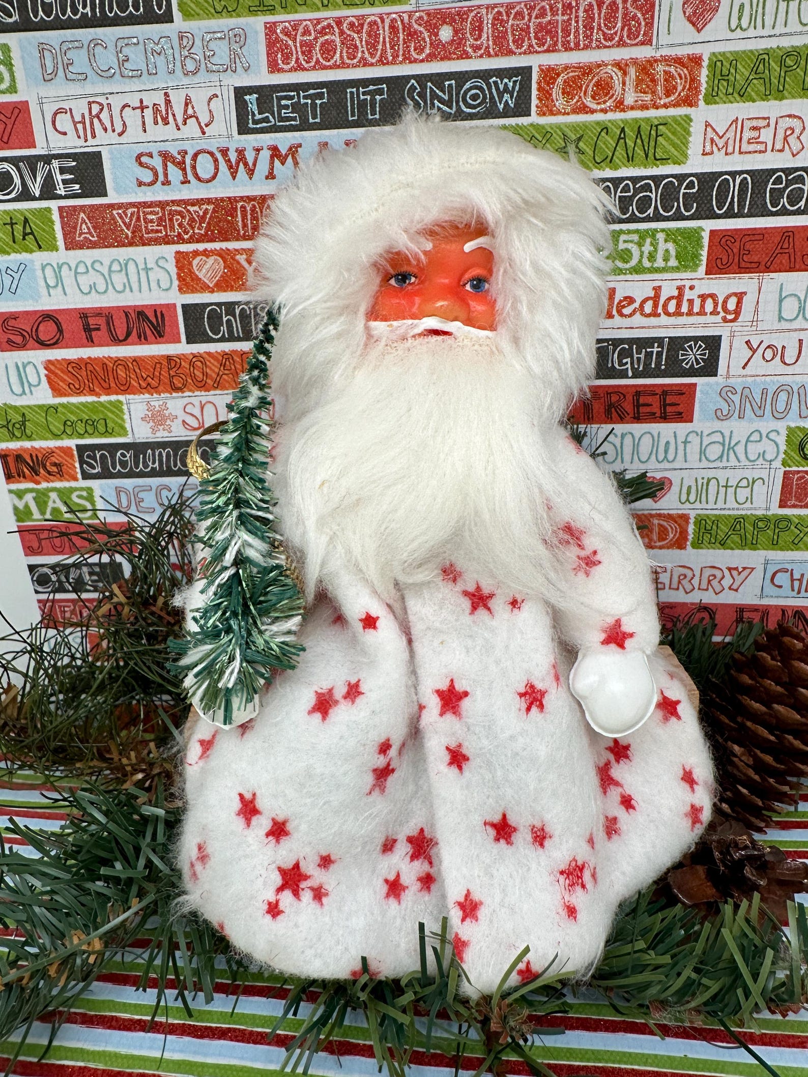 Vintage Swinging Santa Ornament: Russ Berrie Wind Chime or Wooden Doll ...