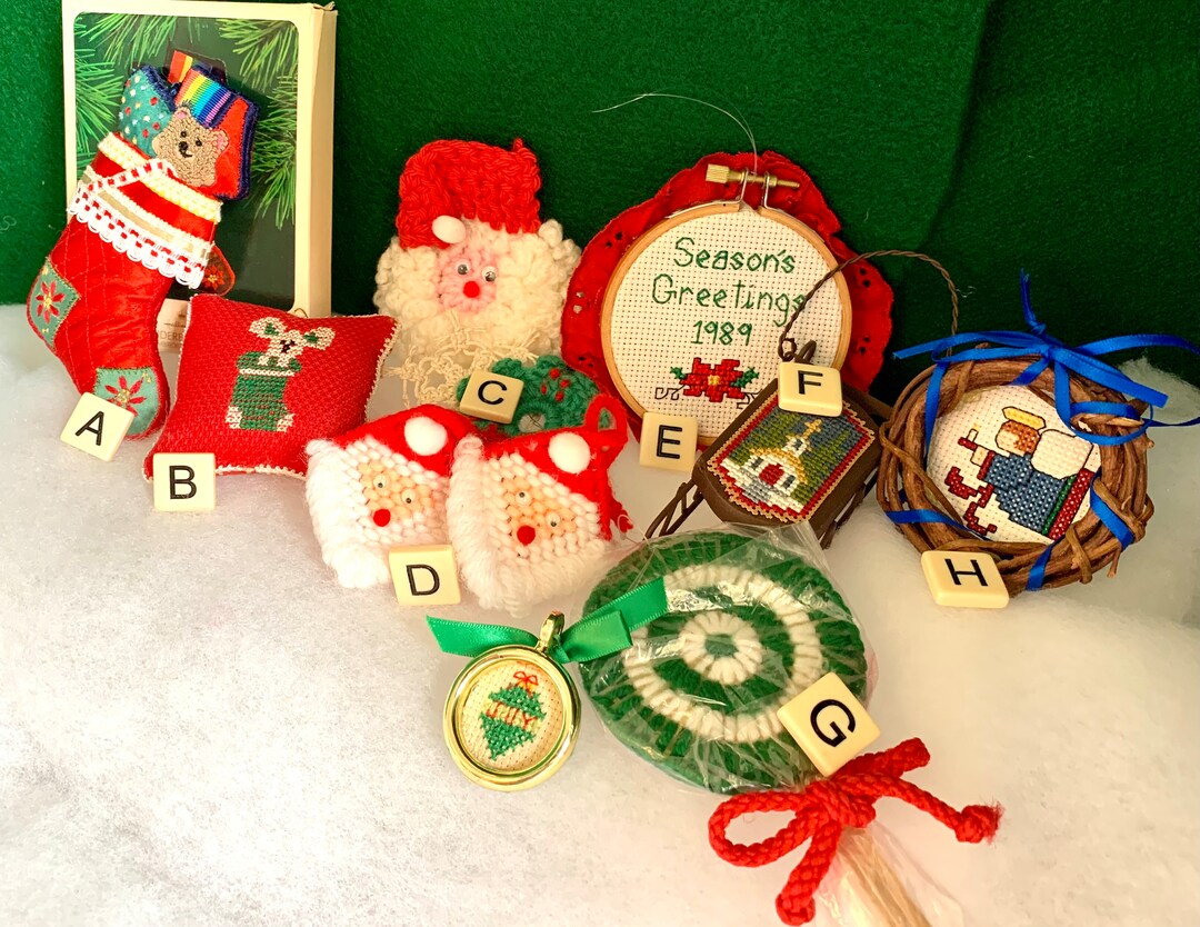 Vintage Embroidery & Crocheted Christmas Ornaments/hallmark Embroidered ...