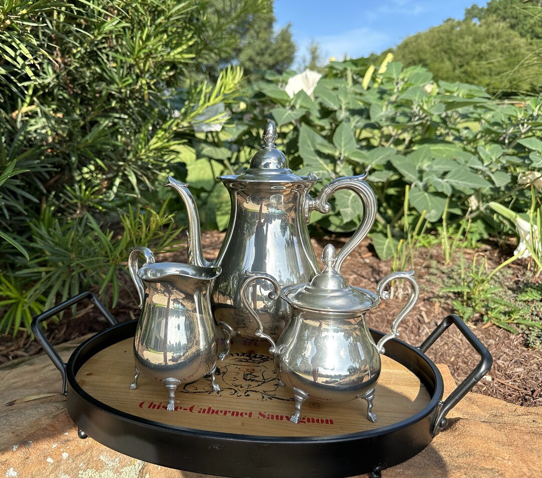 Vintage Preisner Pewter Teapot Creamer Sugar Set/preisner Pewter Coffee ...