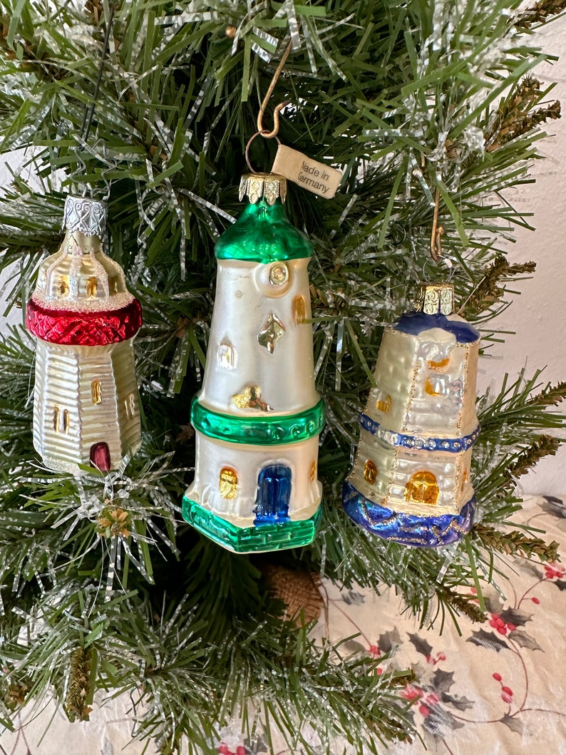 Hand Painted Mercury Glass Lighthouse Ornament: Radko, Inge-glas, Czech ...