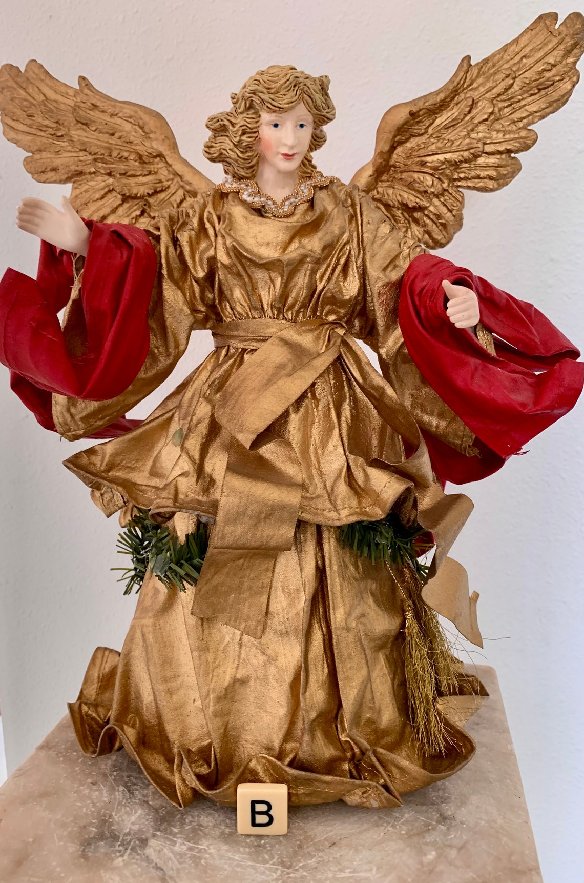 Choice:vintage Large Gold & Red Angel Statues-tree - Etsy