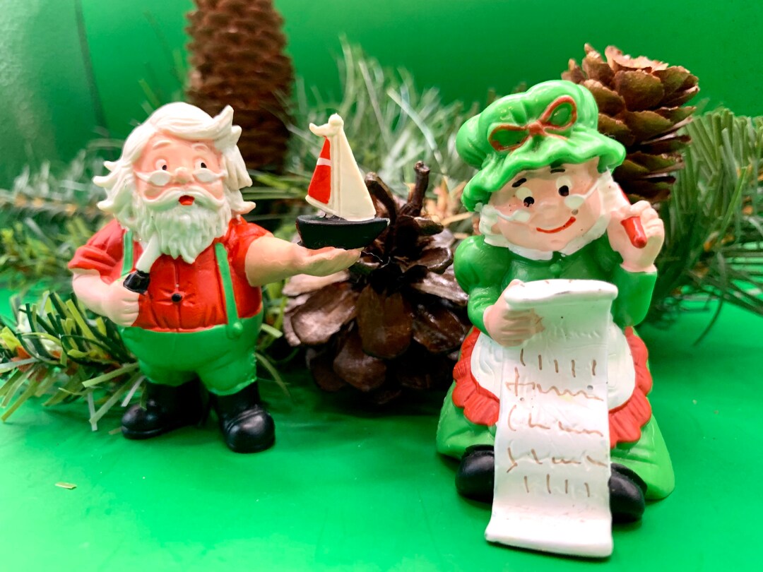 Pair 1980 Miniature Santa & Mrs Claus Figurines/funny Santa - Etsy