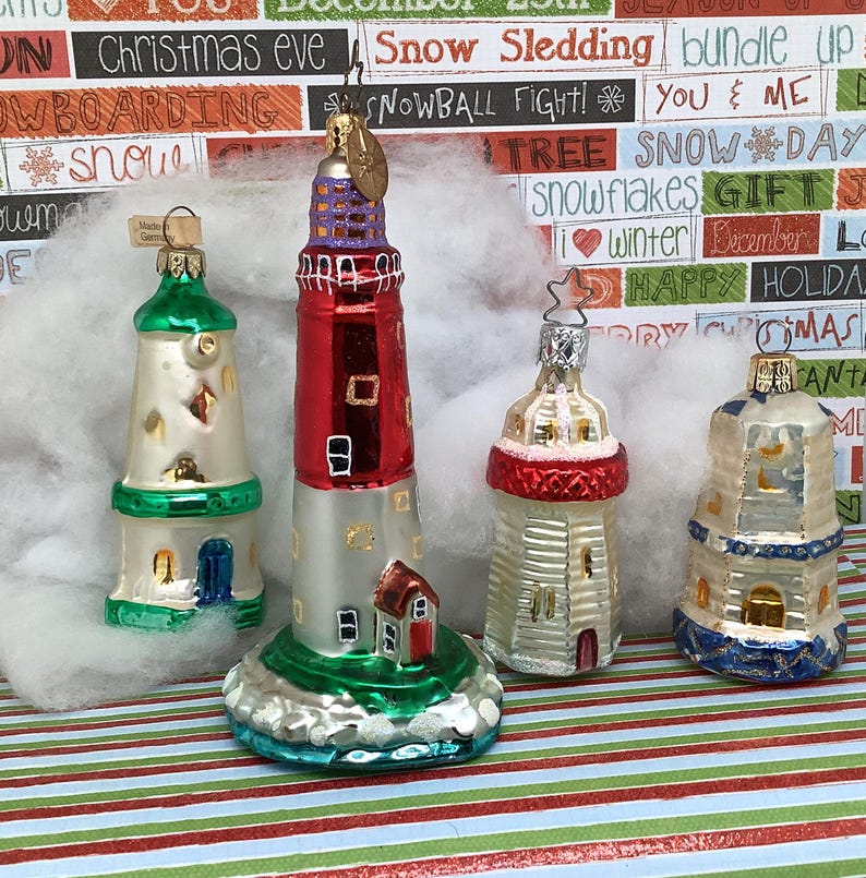 Hand Painted Mercury Glass Lighthouse Ornament: Radko, Inge-glas, Czech ...