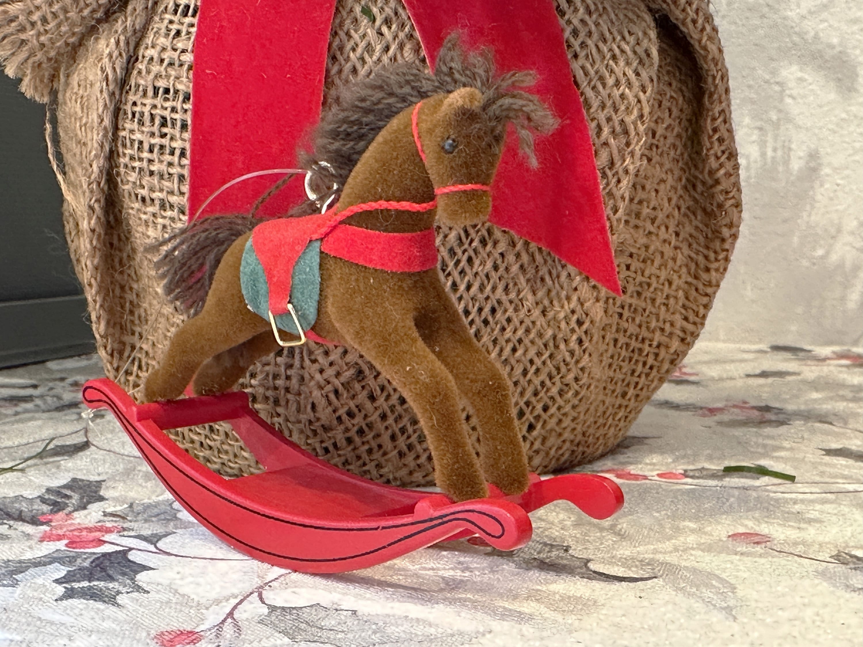 Vintage Dept 56 Flocked Rocking Horse Ornament/brown Flock - Etsy