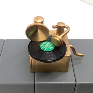 Vintage Miniature Gold Phonograph Gramophone Record Player/authentic ...