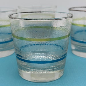 Vintage Libbey Glassware Set/mcm Cocktail Glasses/green, Blue & Frosted ...