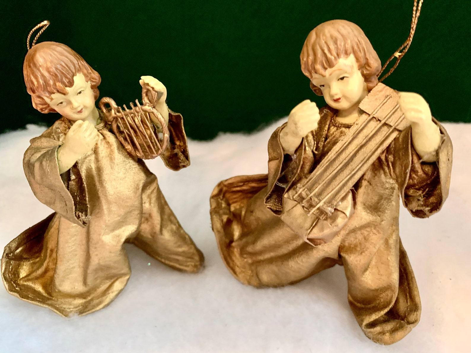 Two Vintage Paper Mache Musical Angel Cherub Ornaments/gold - Etsy