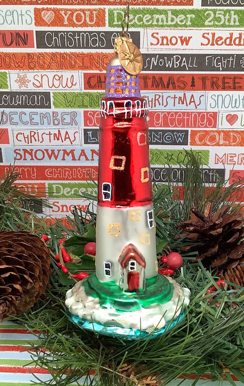Hand Painted Mercury Glass Lighthouse Ornament: Radko, Inge-glas, Czech ...