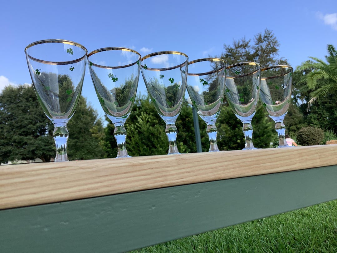 Vintage Shamrock Cordial Glass Set/6 Irish Shamrock Liqueur Glasses ...
