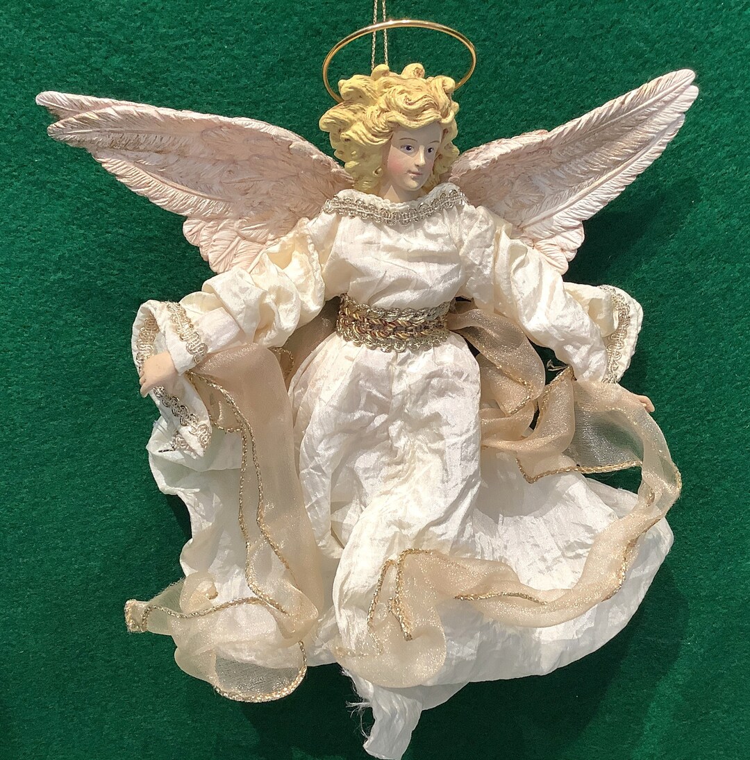 Vintage Large Gold Angel Ornament/gold Angel With Halo, Etched Gold ...
