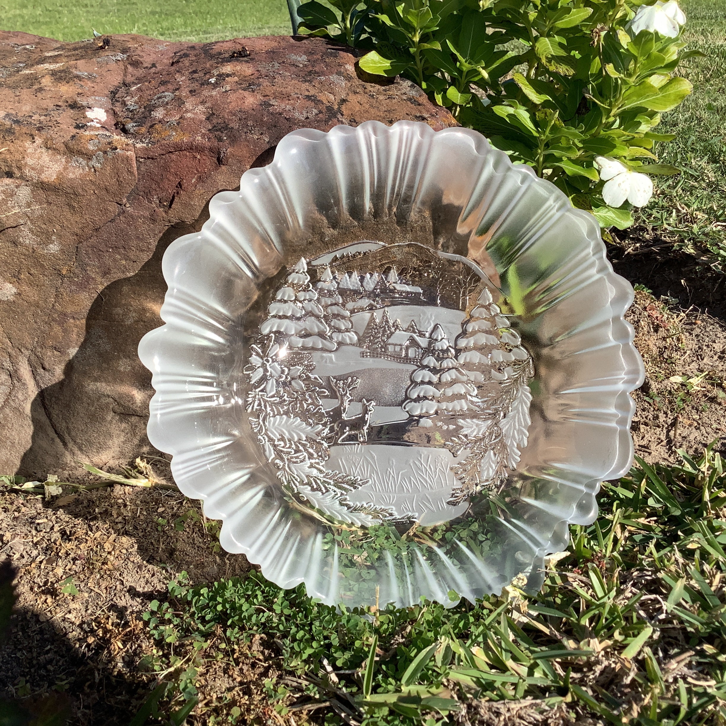 Vintage Mikasa Winter Dreams Serving Dishes: Frosted Glass Christmas ...