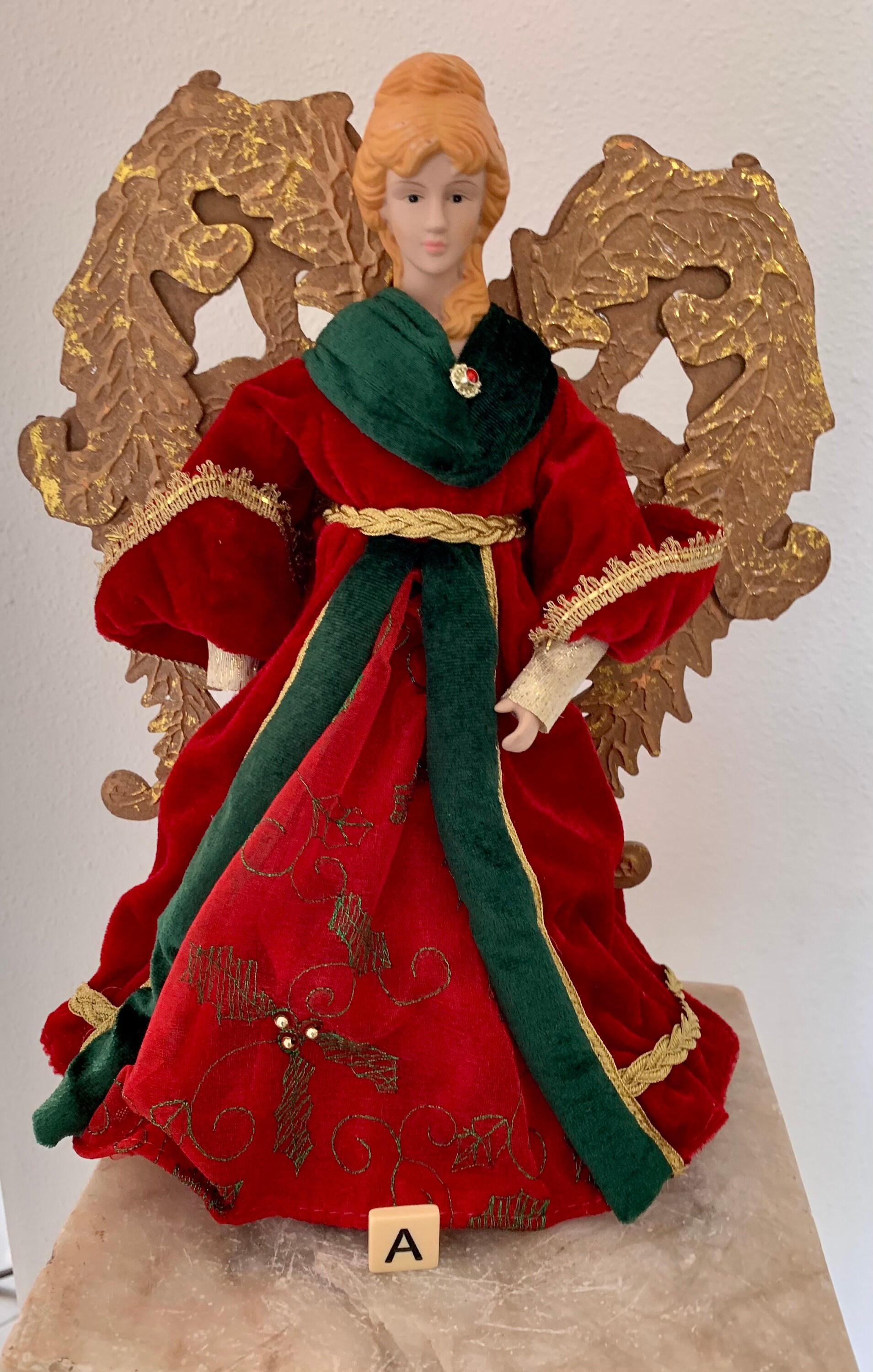 Choice:vintage Large Gold & Red Angel Statues-tree Toppers/gold Paper ...