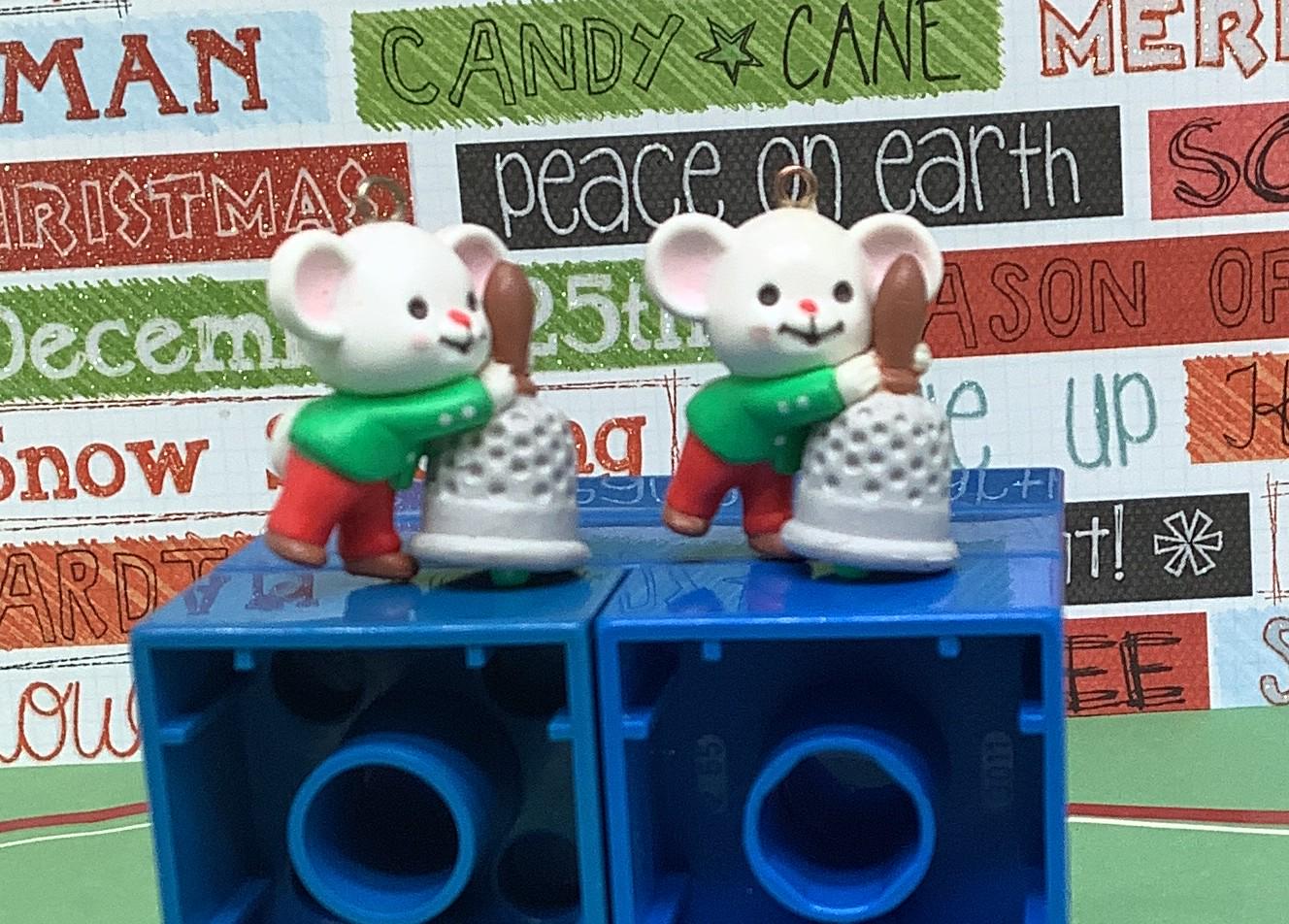 Vintage Avon Mouse Christmas Ornaments: Set of 2, Thimble Bell Mice ...