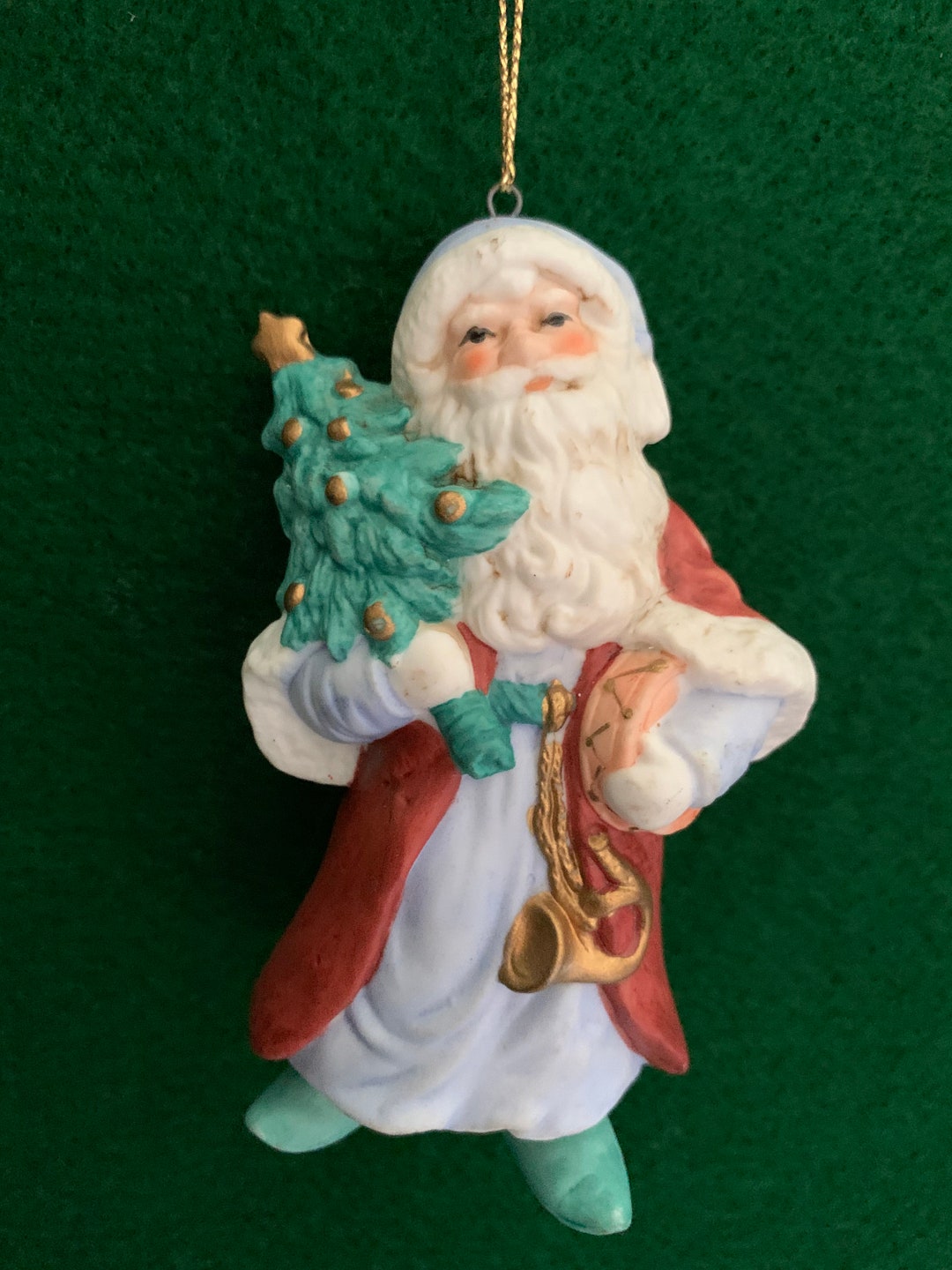 Vintage Santa Claus Ornament/procelain Father Time Santa/blue Santa ...