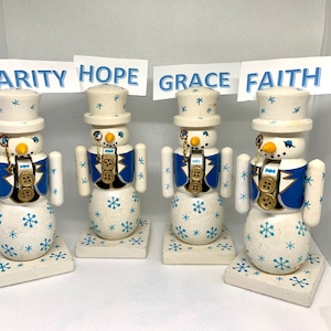 Set of 4: Snowmen Place Card Holders/ Dining Room Table Name Place ...