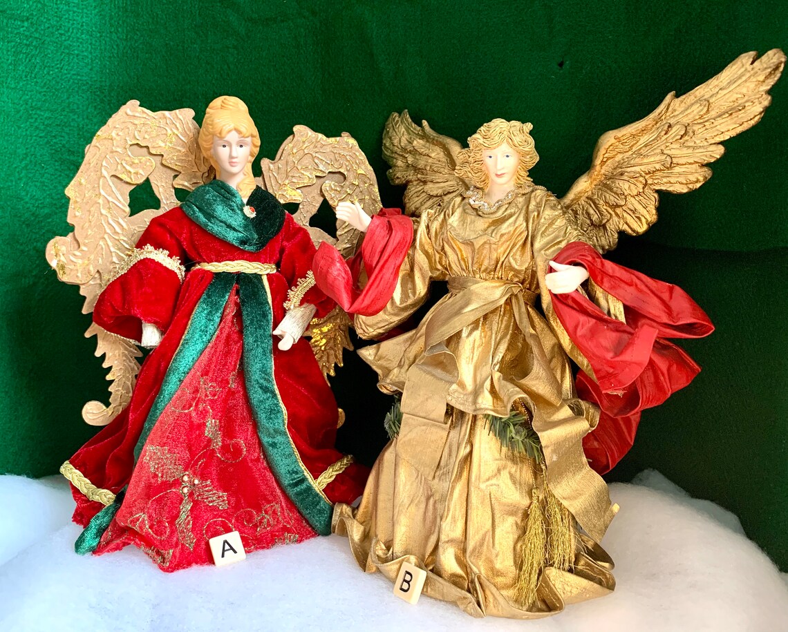 Choice:vintage Large Gold & Red Angel Statues-tree - Etsy