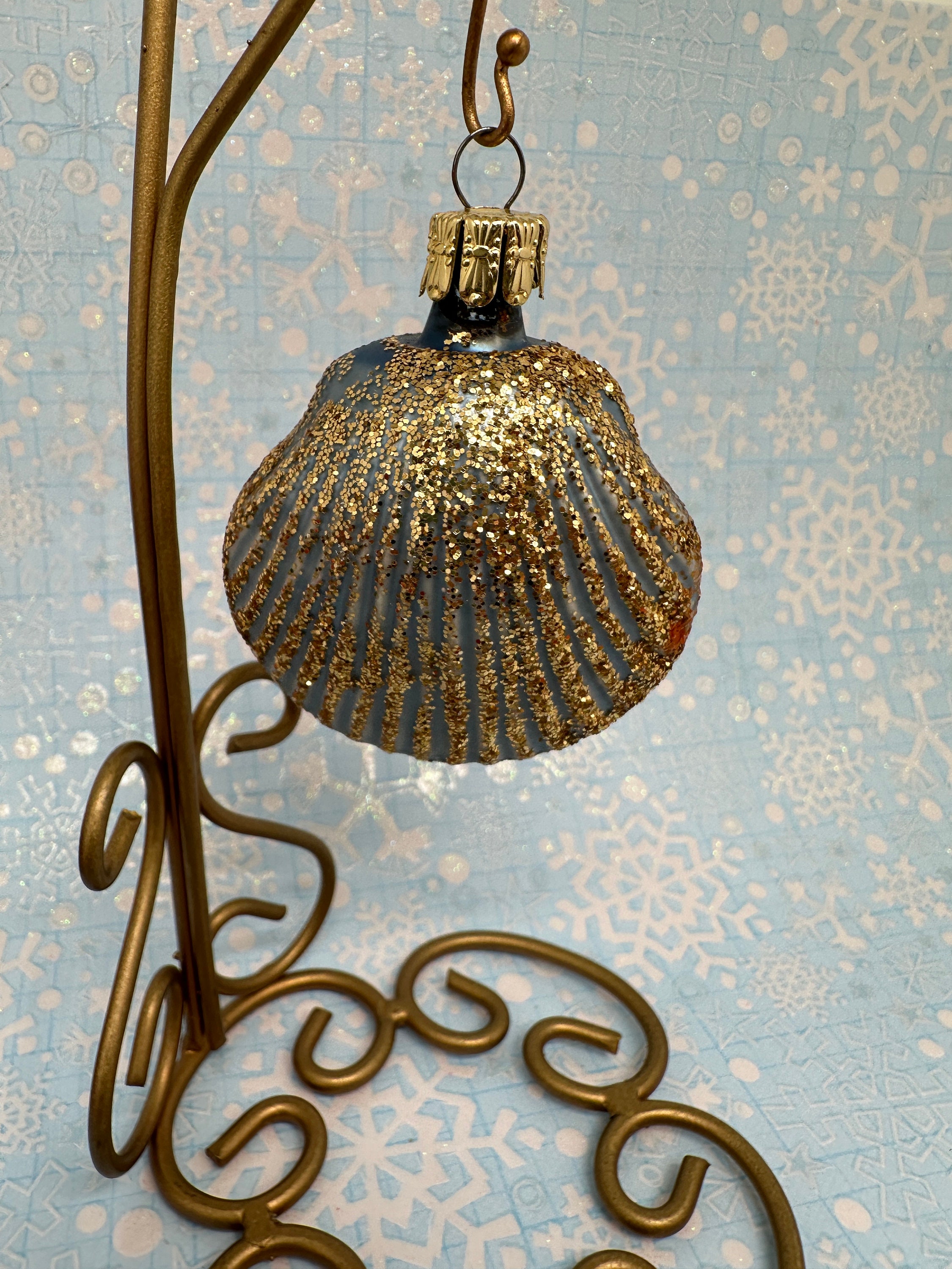 Rare Find MCM Shell Glass Christmas Ornaments/czech Republic Glitter ...