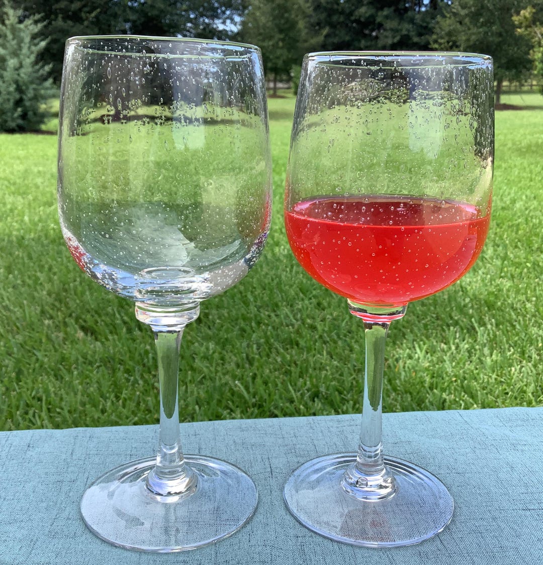 Pairs of Vintage Bubble Wine Glasses/large 9" Tall Bubble Art Glass ...