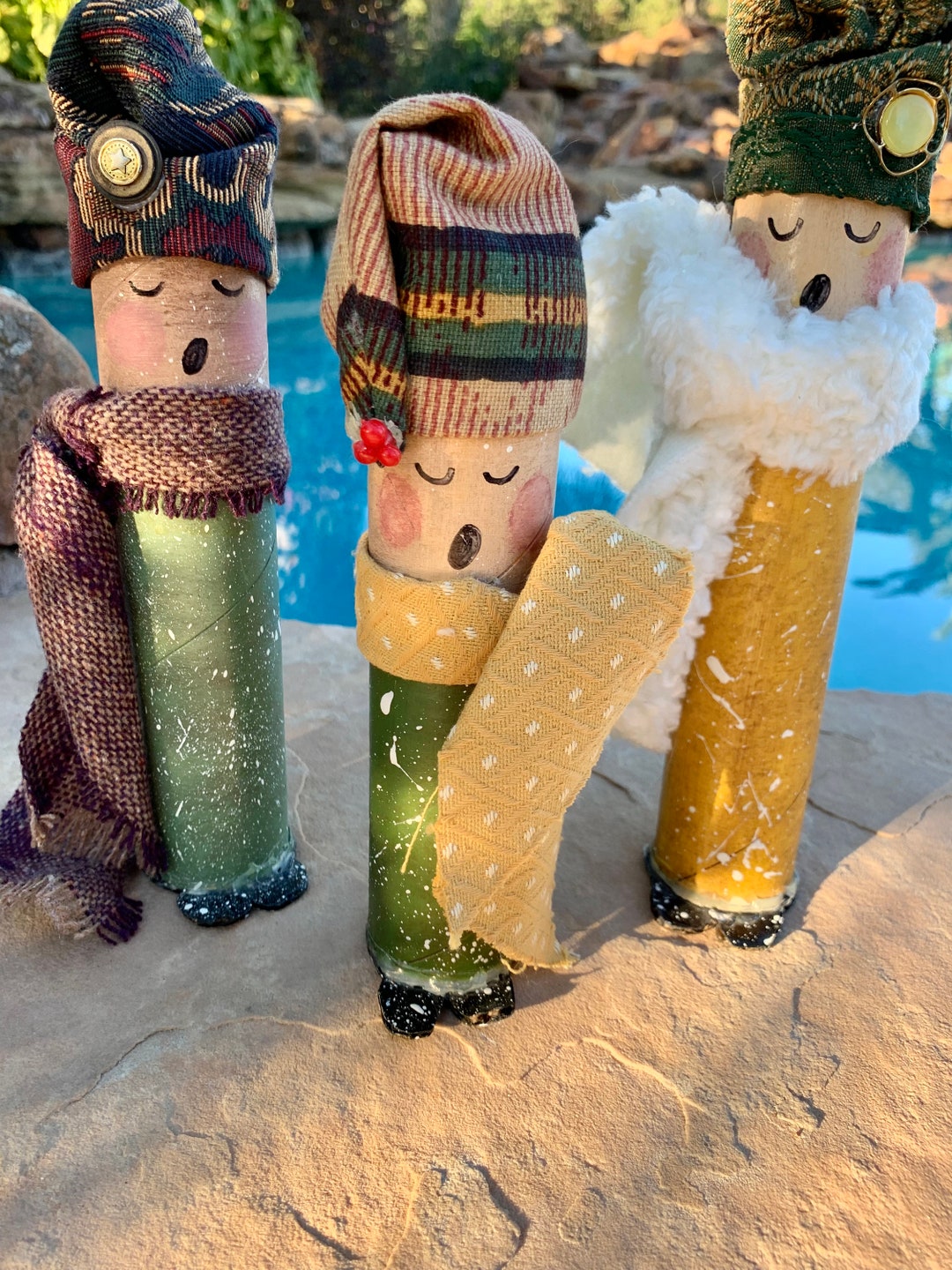 Set of 3 Handmade Christmas Carolers/christmas Caroler Figurines ...