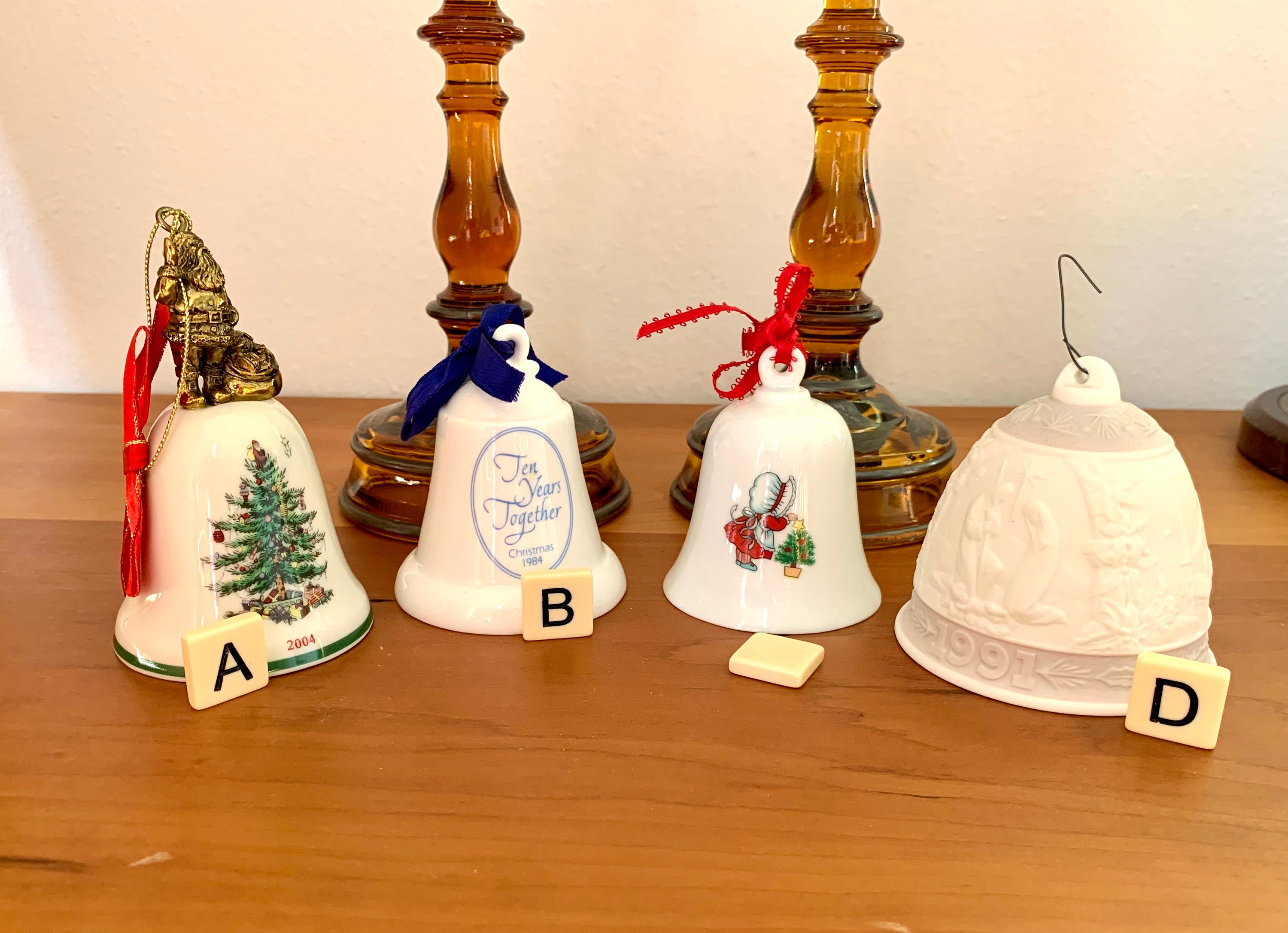 Vintage Designer Bell Ornaments/spode Christmas Tree Gold Santa Bell ...
