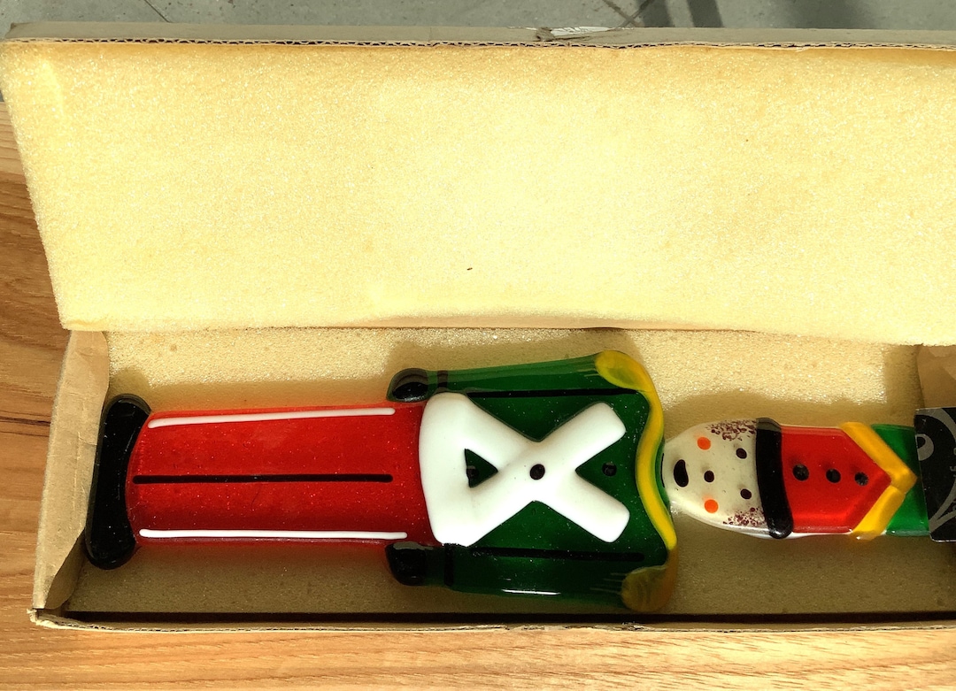 Vintage Large Toy Soldier Glass Ornament/global Village Glass Studio ...