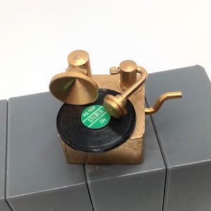 Vintage Miniature Gold Phonograph Gramophone Record Player/authentic ...