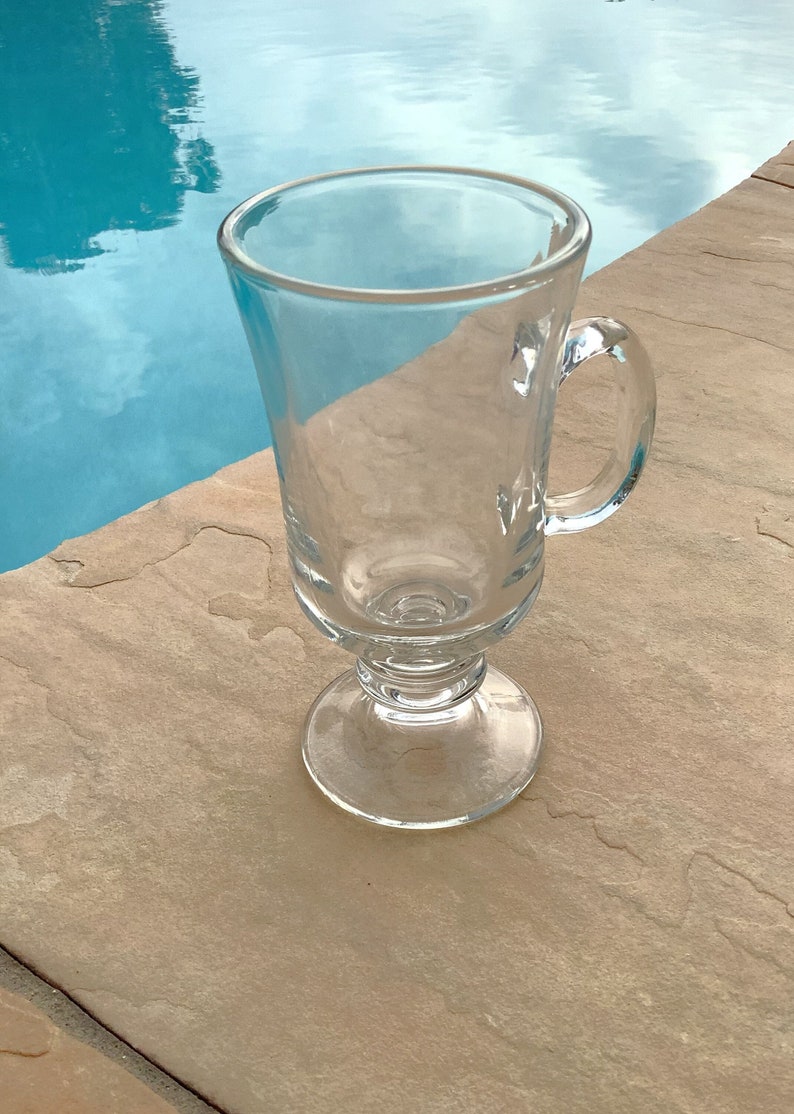 Vintage Libbey Irish Coffee Mug Pair: Signed Clear Glass With Pedestal ...