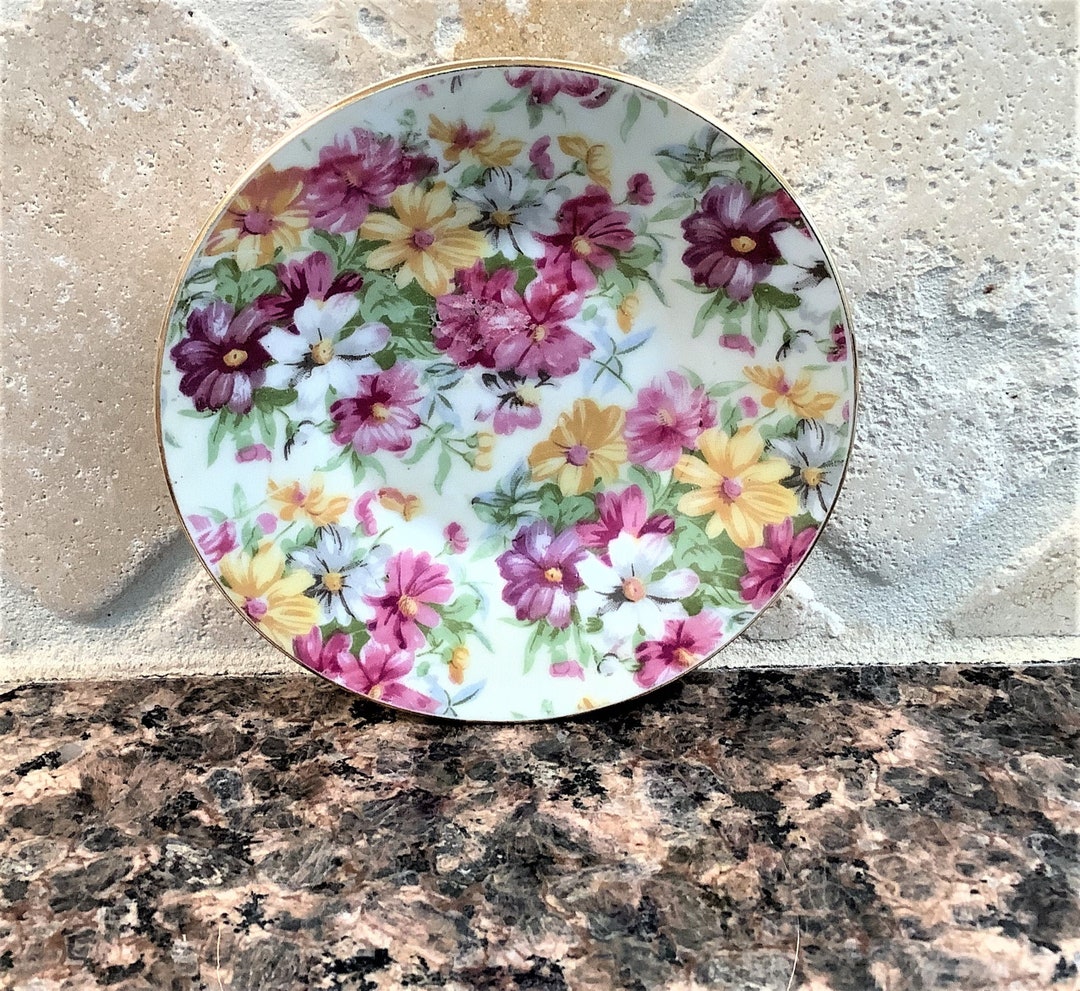 Vintage Floral Porcelain Dish/small Gold Rimmed Floral Dish/soap Dish ...
