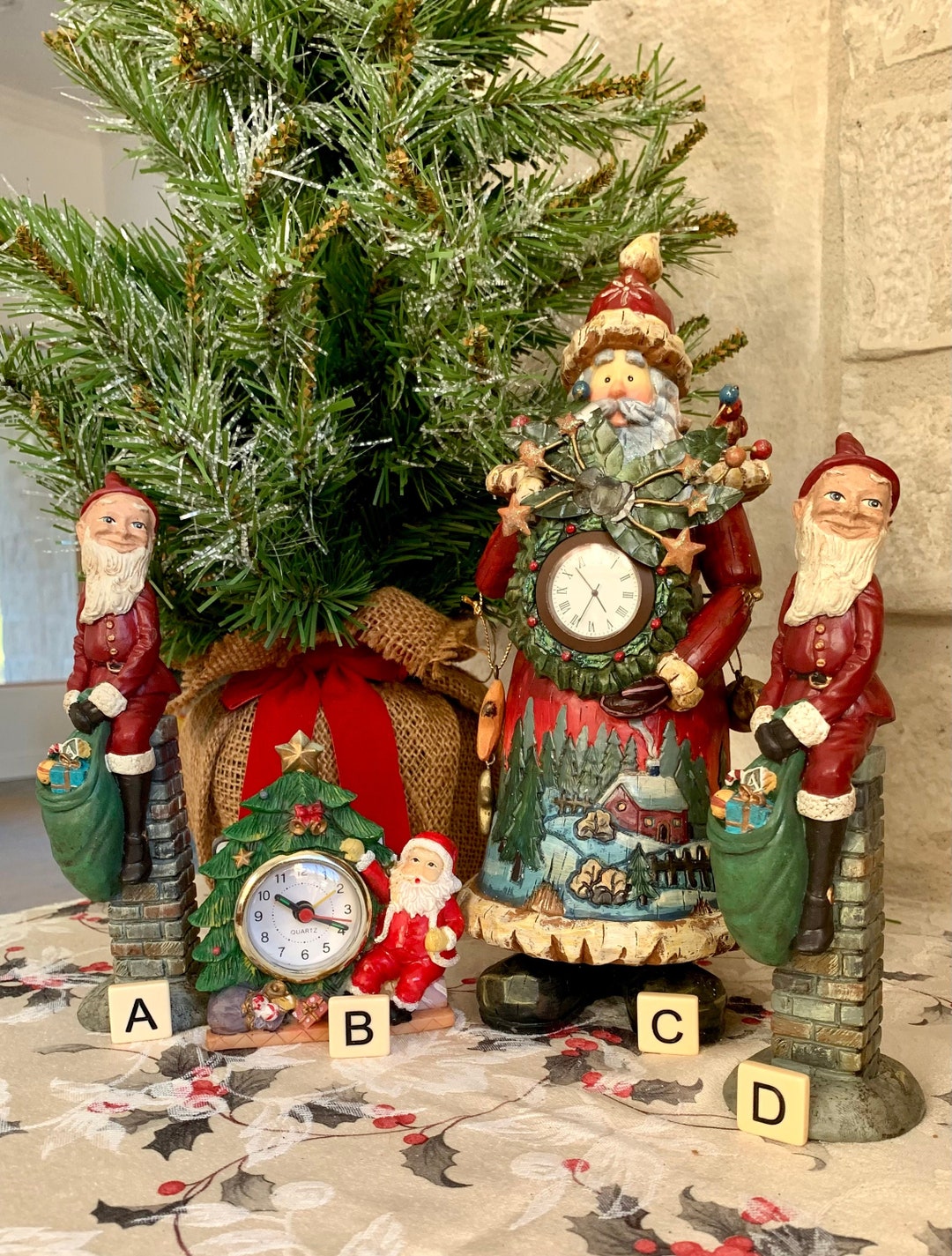 Choice: Vintage Santa Clock Figurines/jim Shore Chimney Santas/tianguan ...