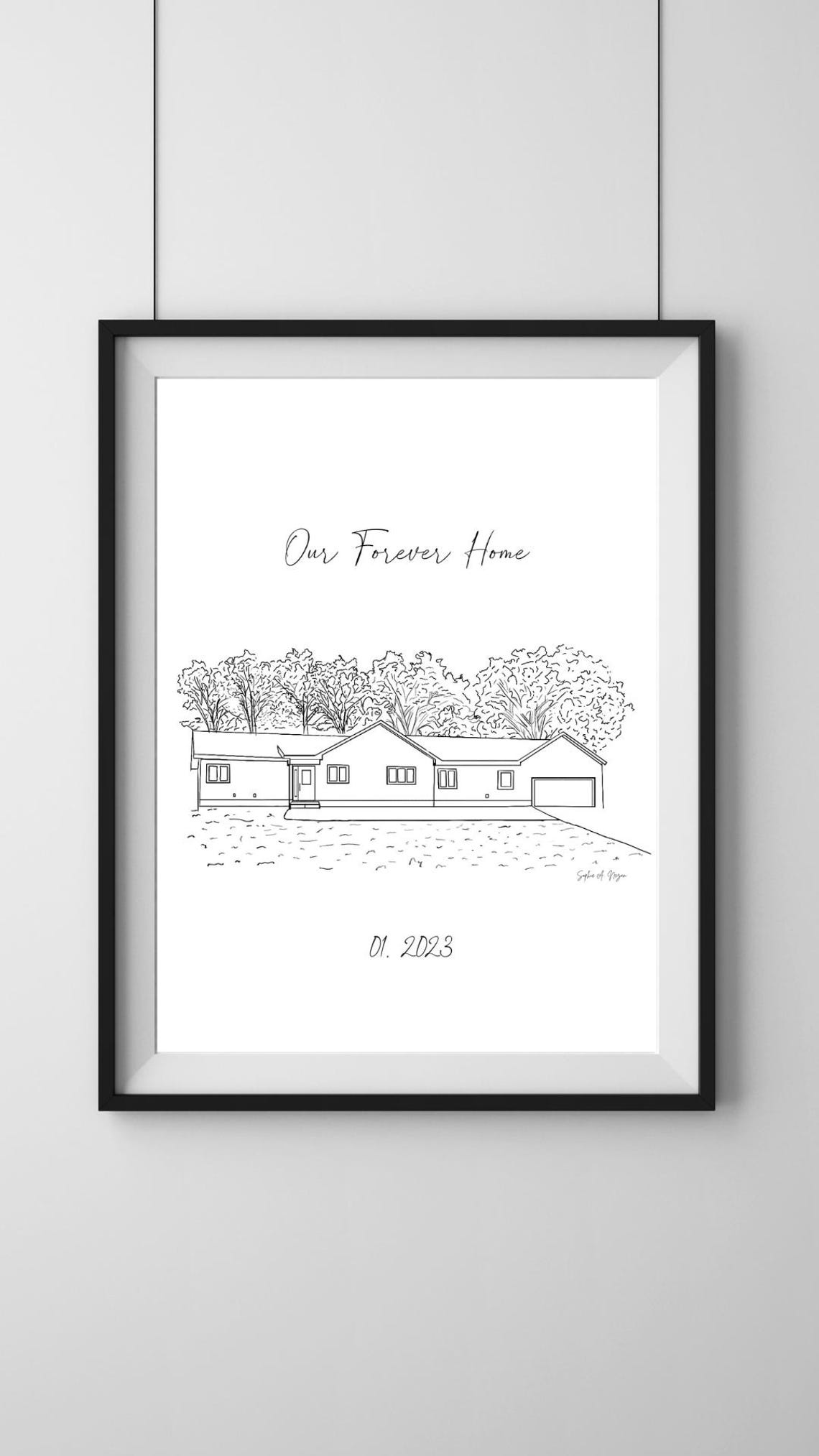 Custom Outline House | Personalized Line Art |house Sketch ...