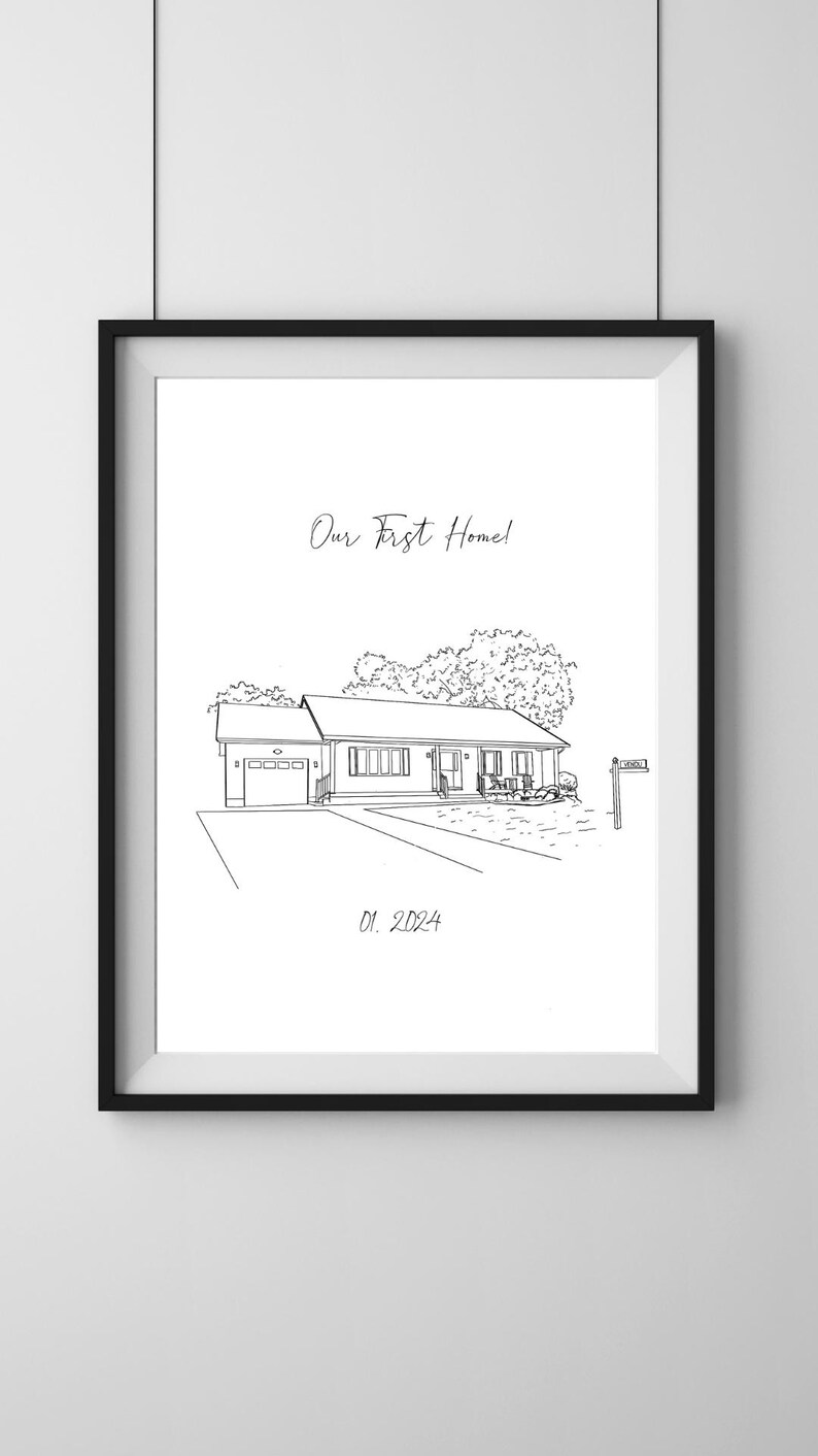 Custom Outline House | Personalized Line Art |house Sketch ...