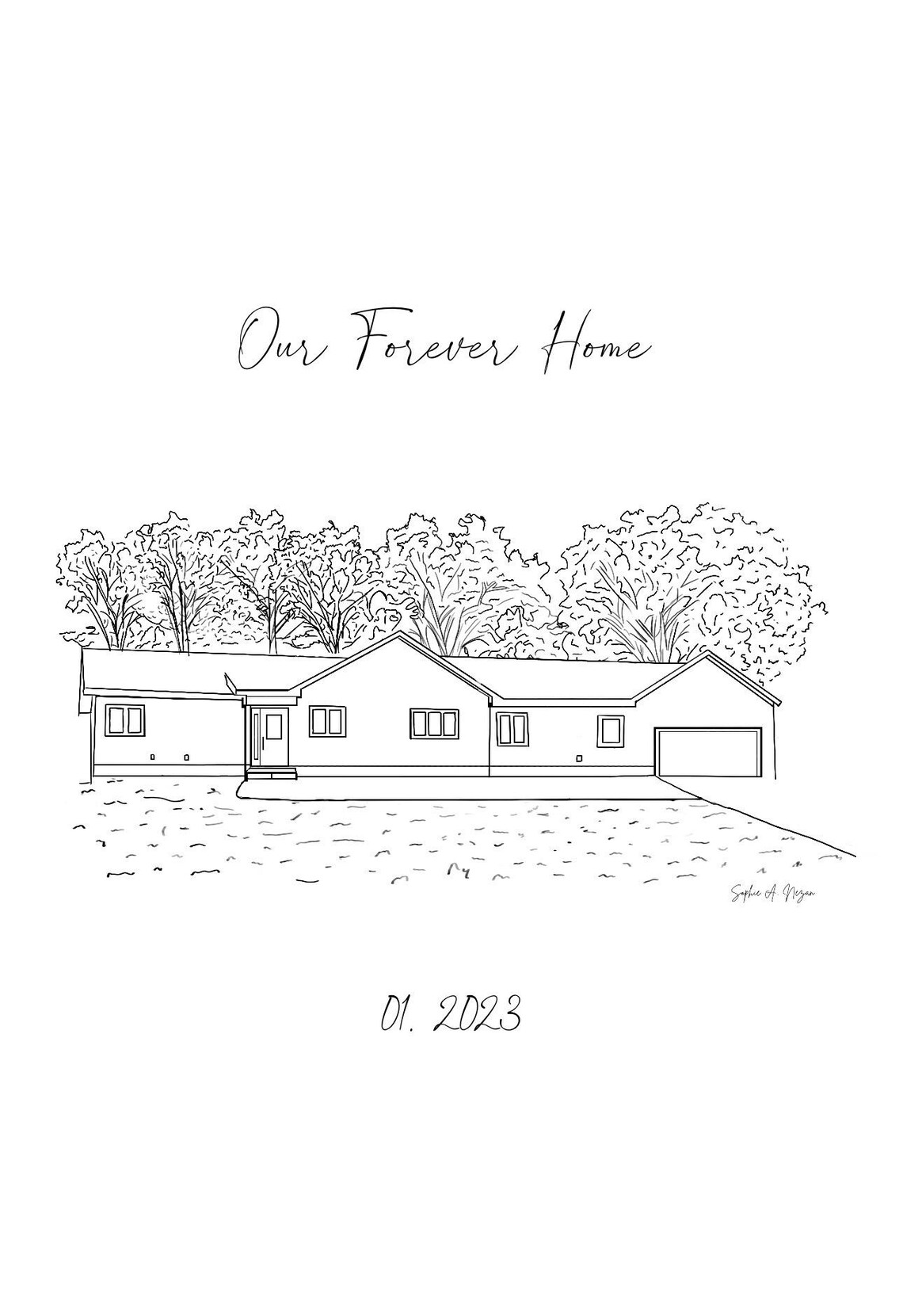 Custom Outline House | Personalized Line Art |house Sketch ...