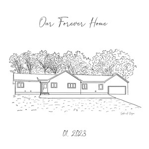 Custom Outline House | Personalized Line Art |house Sketch ...