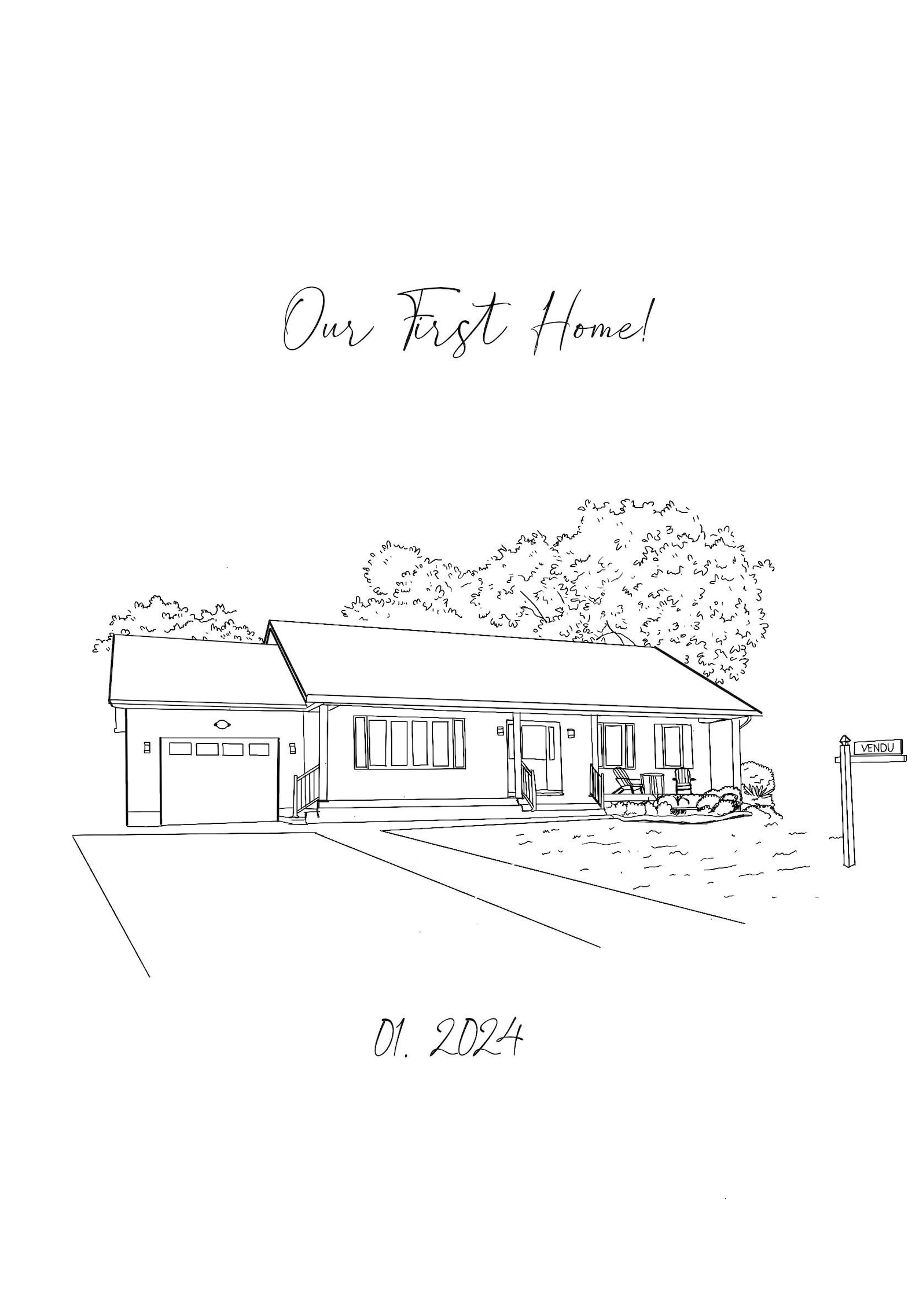 Custom Outline House | Personalized Line Art |house Sketch ...