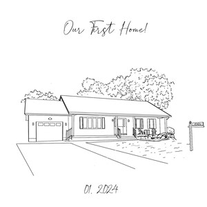 Custom Outline House | Personalized Line Art |house Sketch ...
