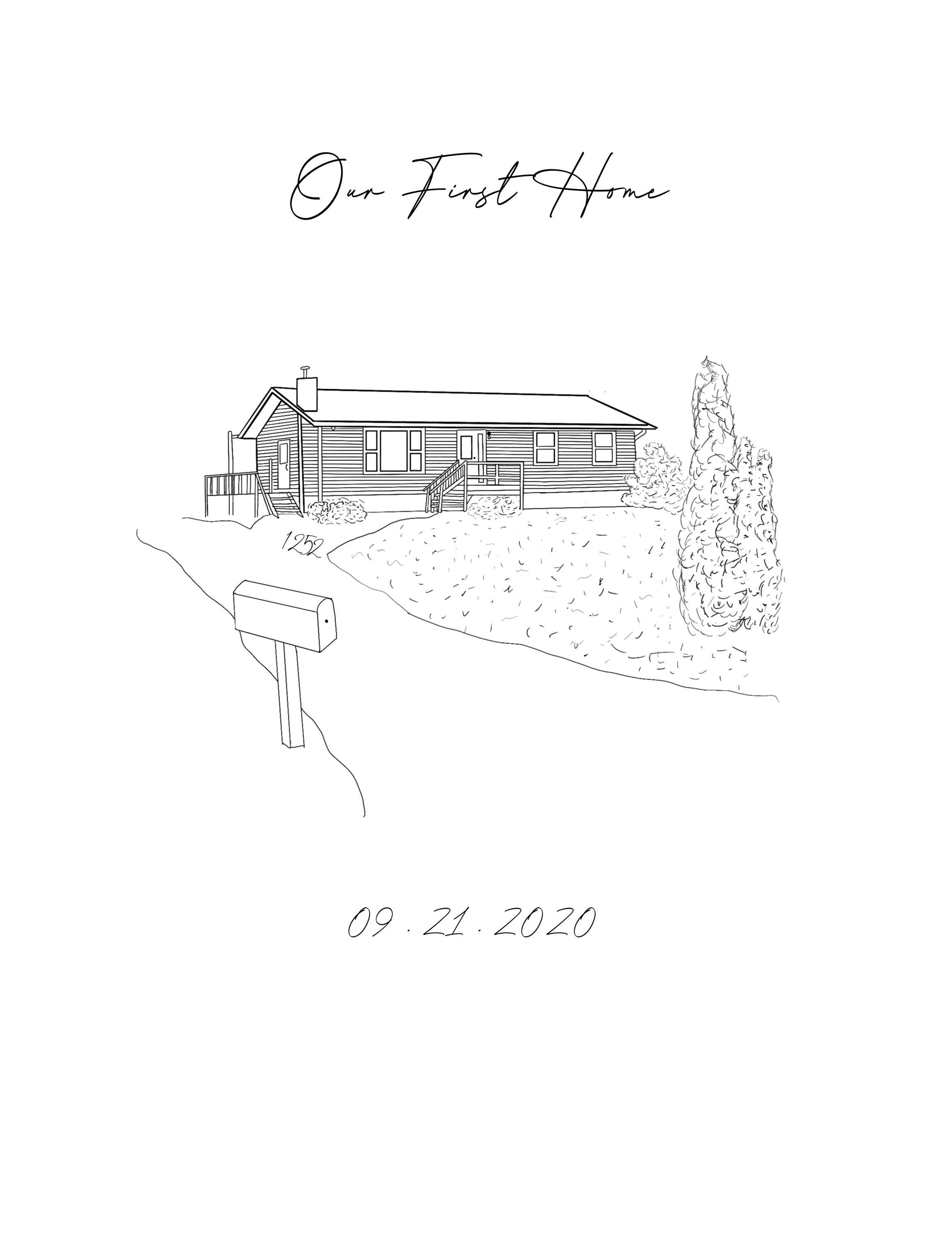 Custom Outline House | Personalized Line Art |house Sketch ...