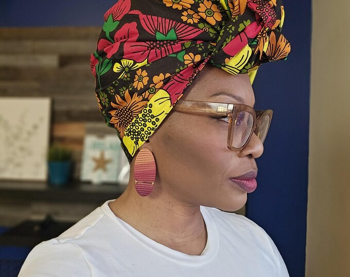 Flower African Print Headwrap Turban Ankara Headwrap Protective Styling Turban Hair Wrap ...