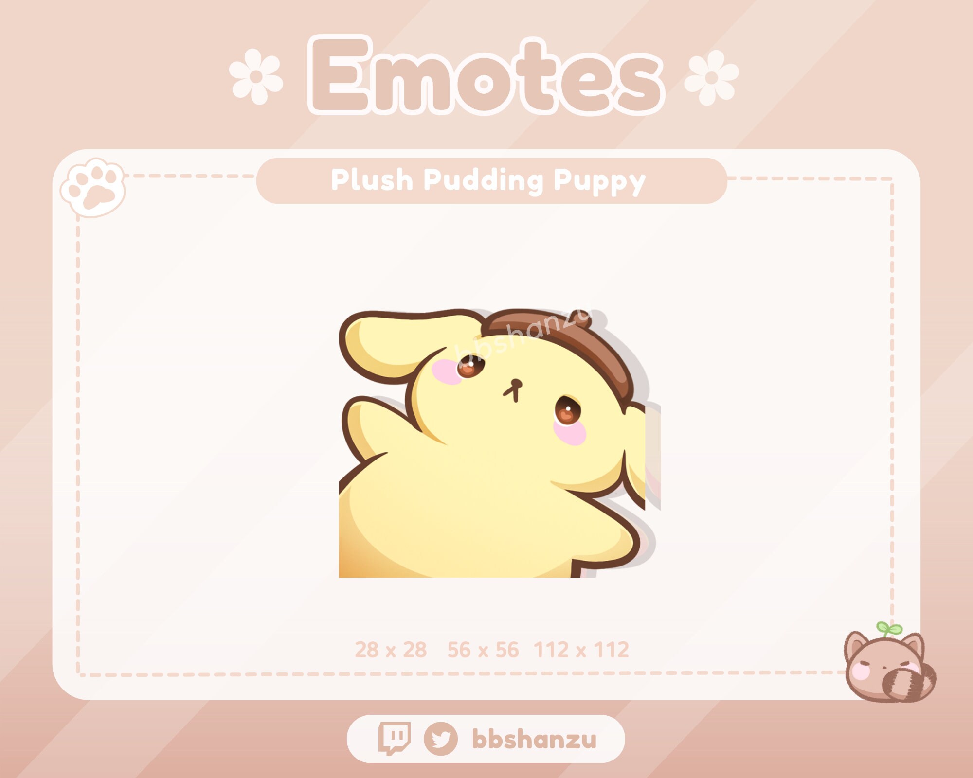 Bored Plush Pudding Puppy | Twitch Discord Emotes | Twitch Graphics - Etsy
