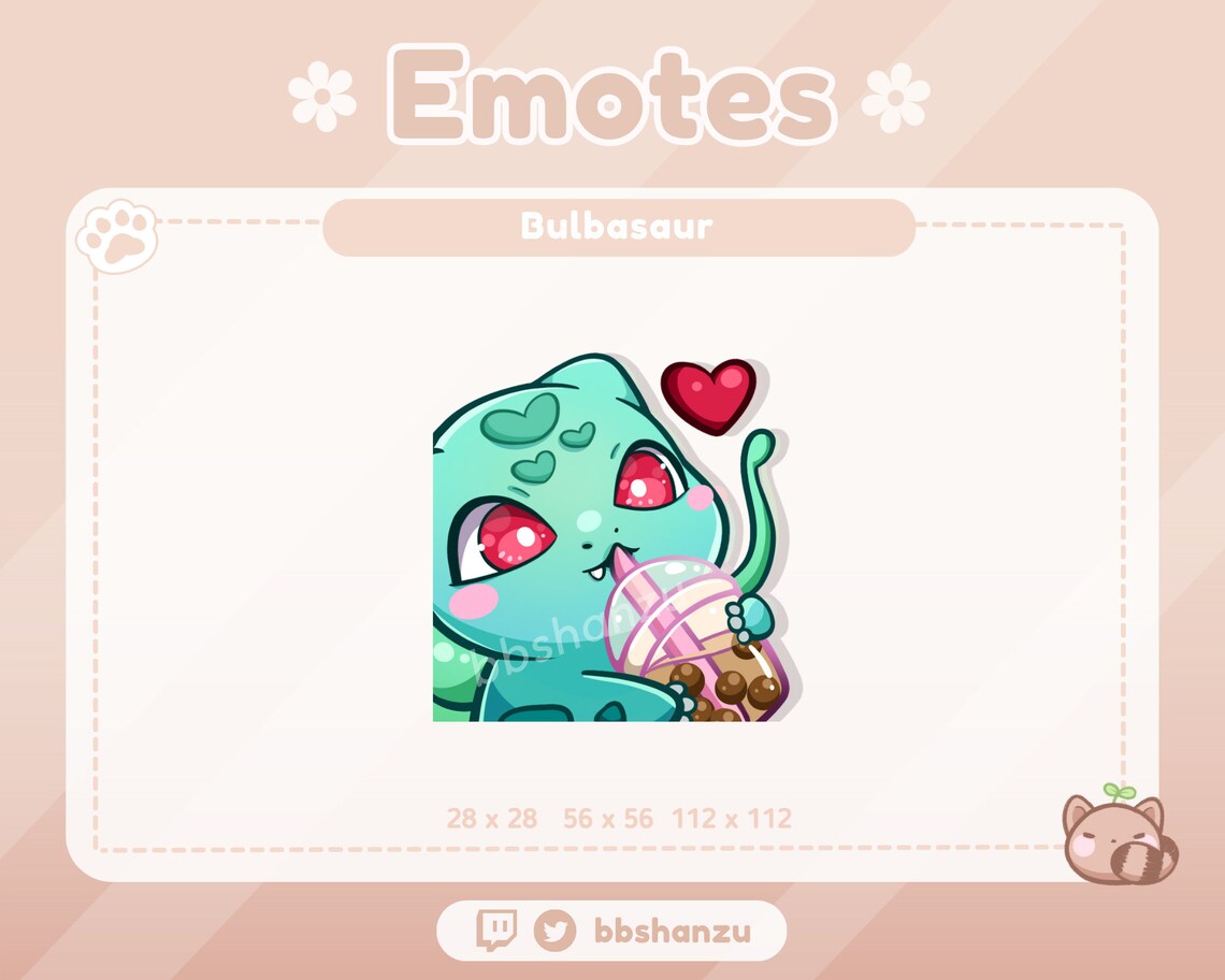 BULBASAUR Boba Twitch Discord Emote | Twitch Graphics - Etsy