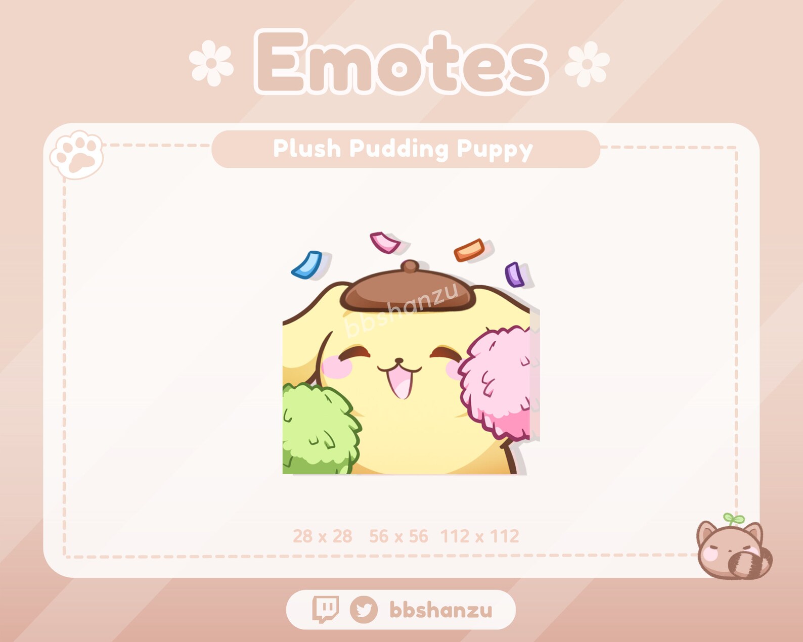 Cheer Plush Pudding Puppy | Twitch Discord Emotes | Twitch Graphics - Etsy