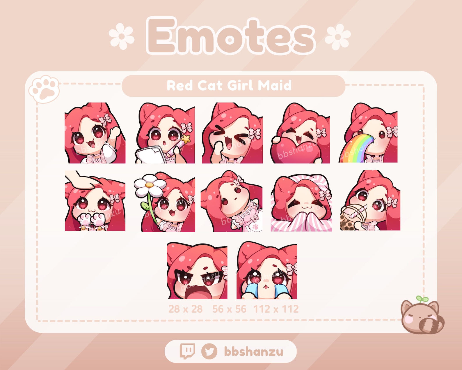 Red Cat Girl Maid Twitch Discord Emotes Twitch Graphics - Etsy