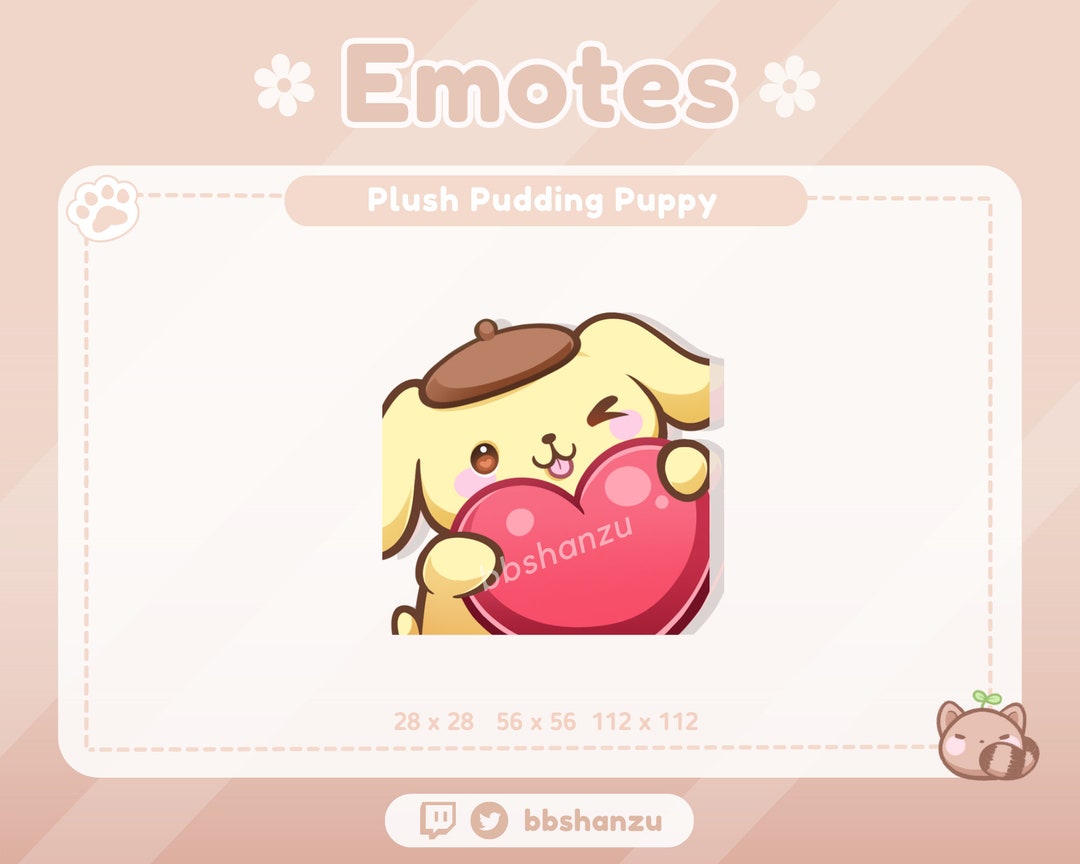 Heart Plush Pudding Puppy | Twitch Discord Emotes | Twitch Graphics - Etsy